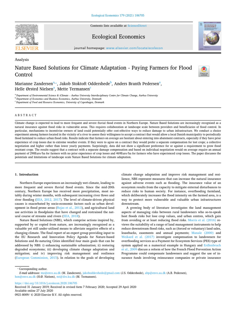 Nature Based Solutions for Climate Adaptation - Paying Farmers for ...