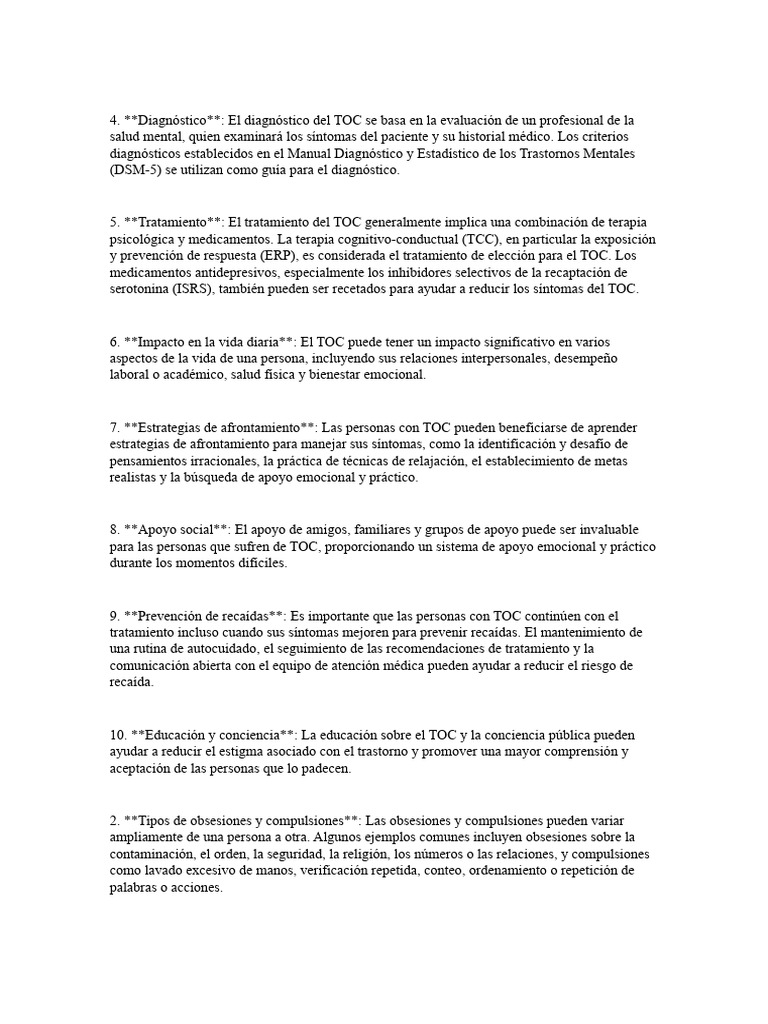 Diagnóstico y tratamiento del TOC | PDF | Desorden obsesivo compulsivo ...