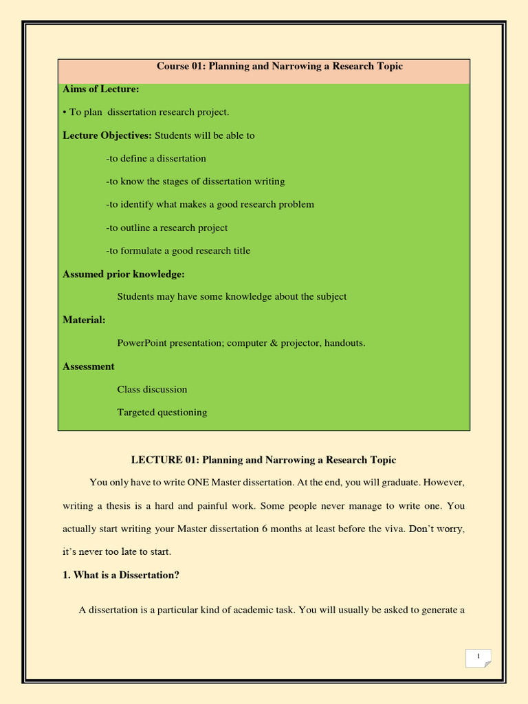C1 Planning and Narrowing A Research Topic | PDF | Thesis | Noun