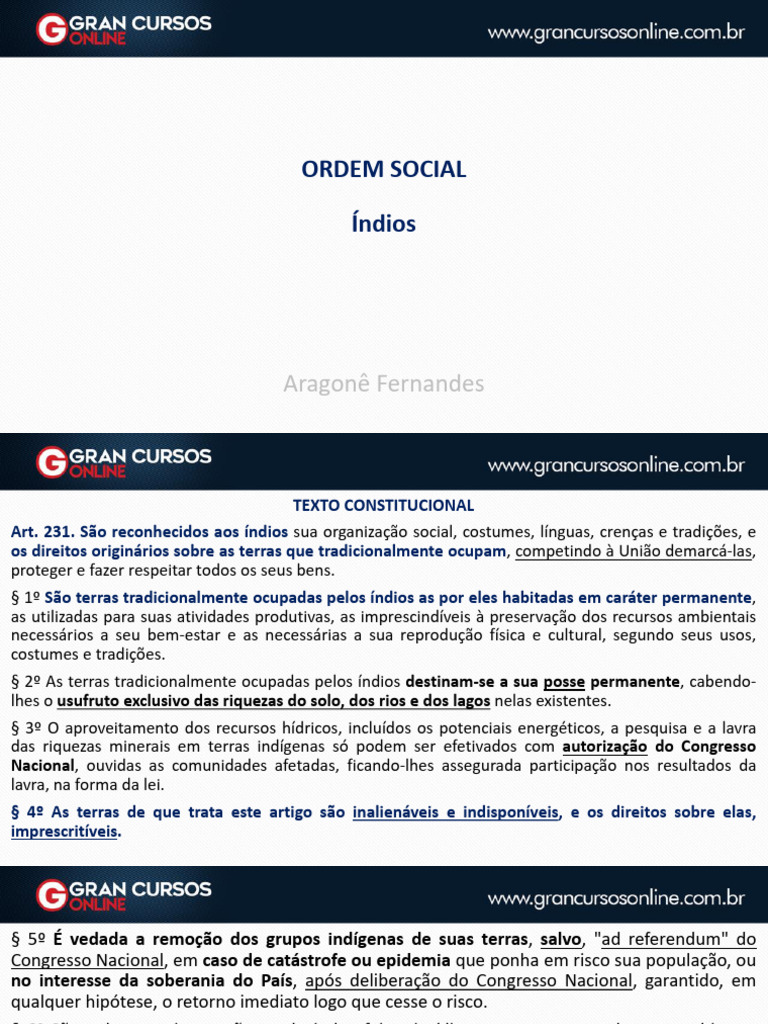 Aula 92 - Ordem Social - Índios - Aula | PDF | Justiça | Crime e Violência