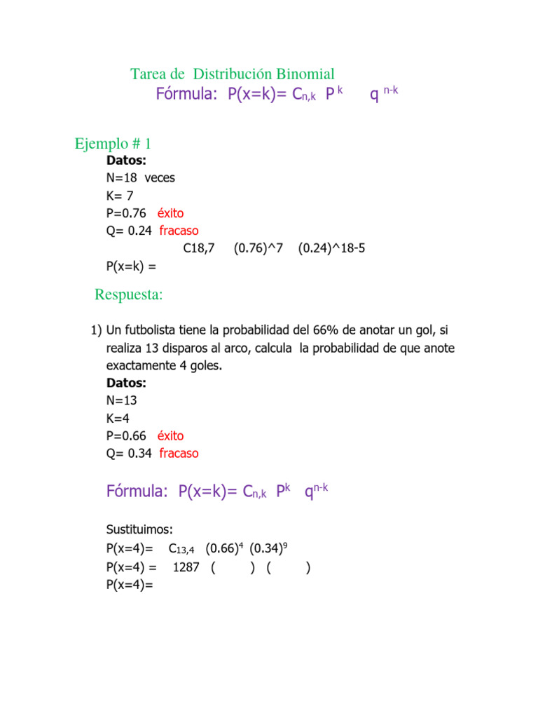 TAREA Distribución Binomial | PDF | Análisis estadístico | Enseñanza de matemática