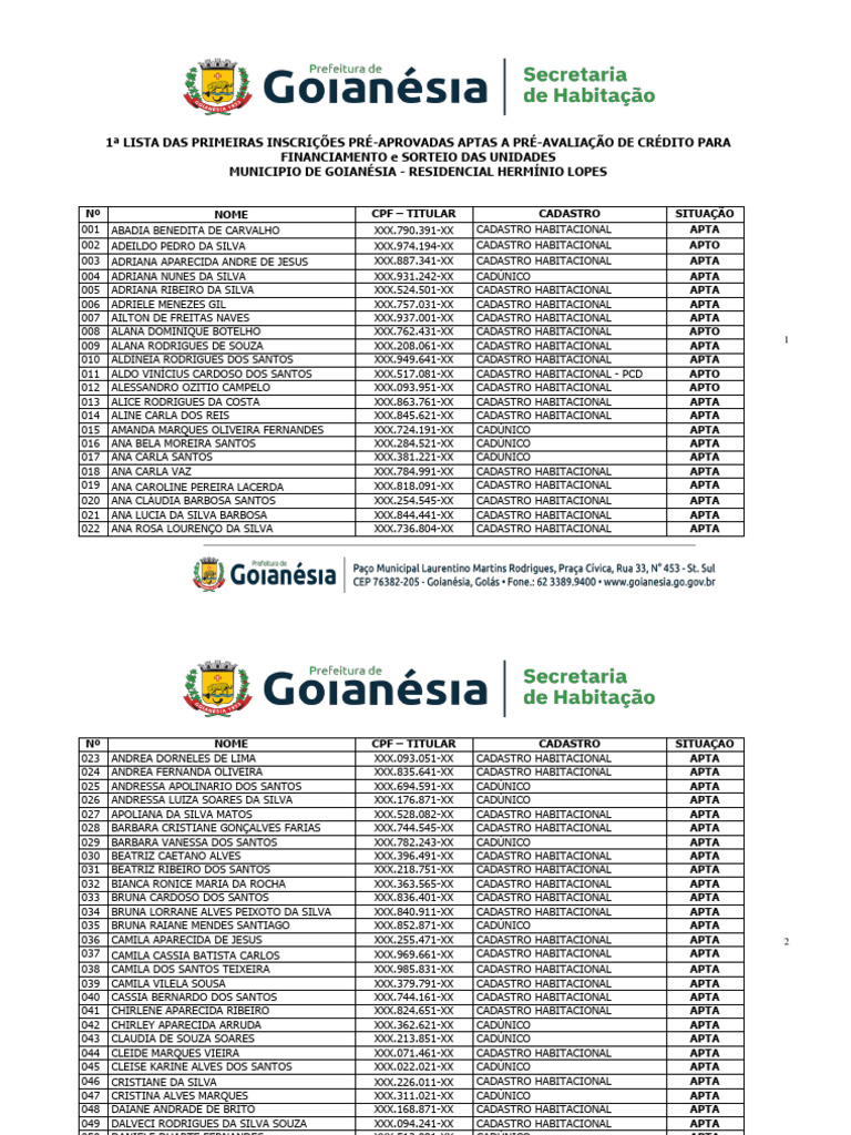 Lista Etapa I CPF Codificado | PDF