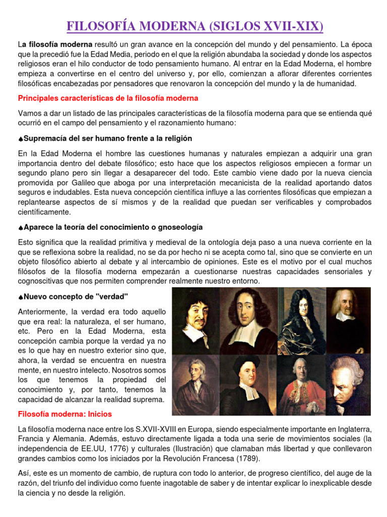 Filosofía Moderna: Siglos XVII-XIX | PDF | Conocimiento | Verdad