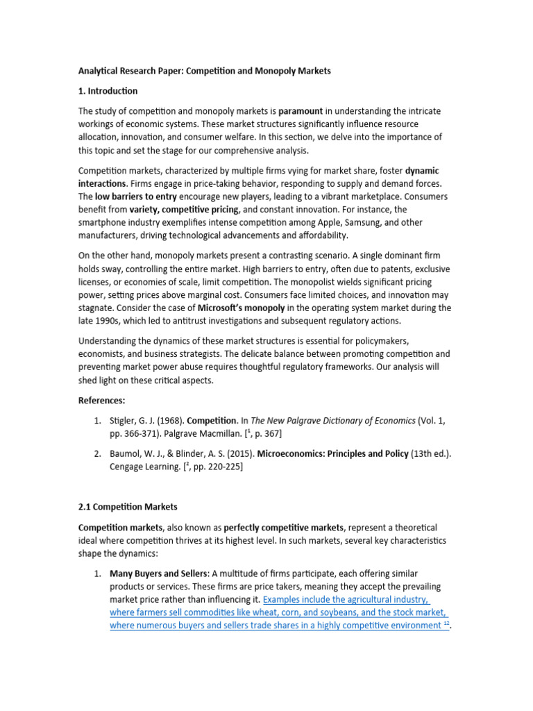 Analytical Research Paper | PDF | Monopoly | Supply And Demand