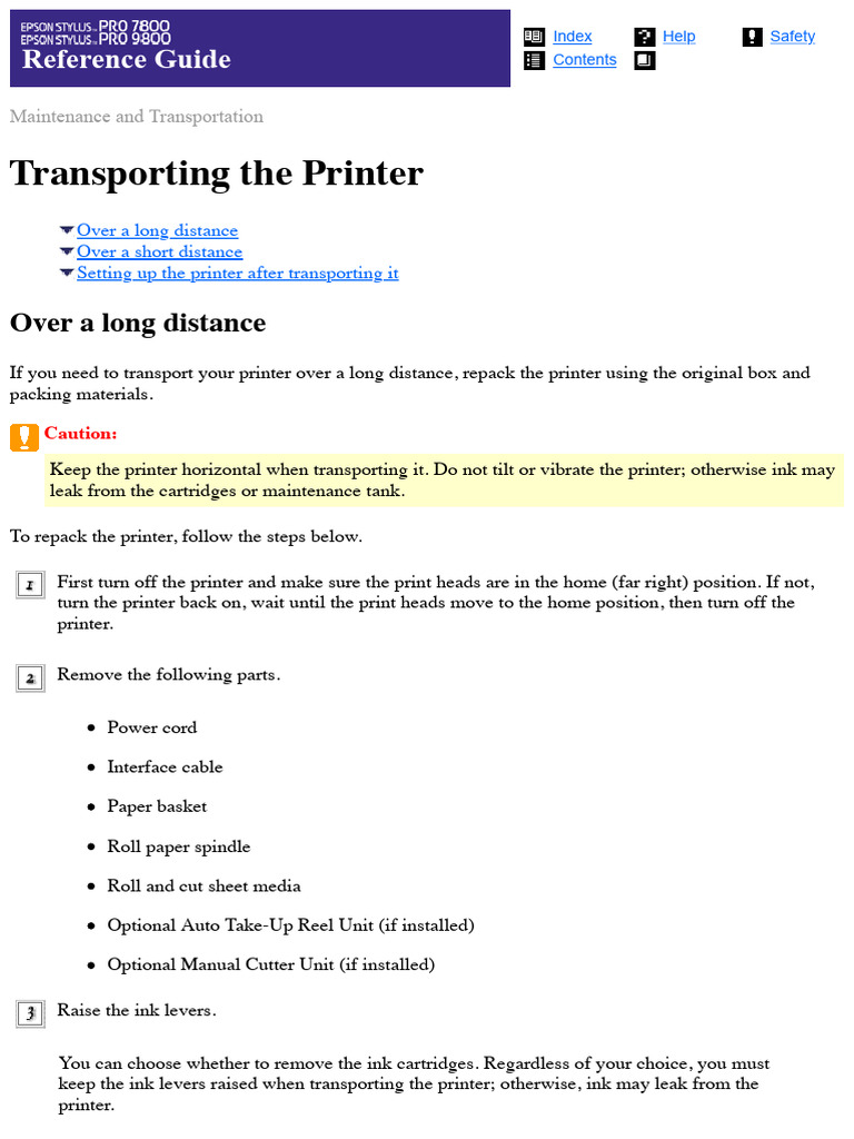 Transporting Epson 9800 Printer | PDF | Printer (Computing) | Office ...