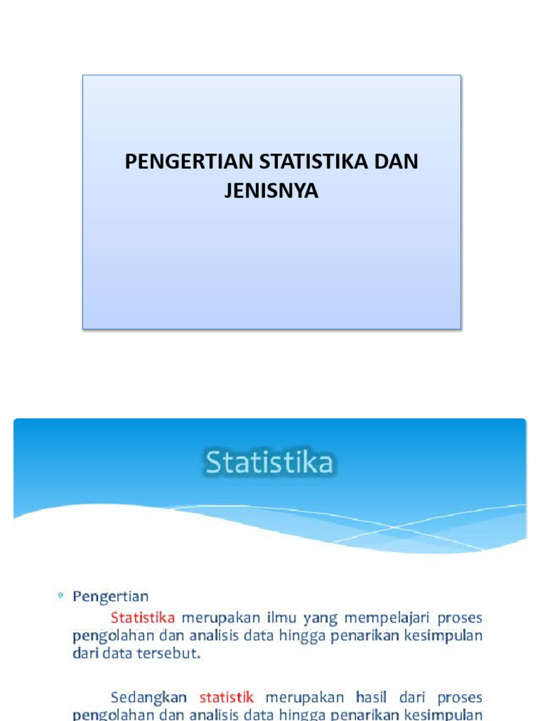 STATISTIK PERTEM. 1 (Pengertian Statistik Dan Jenisnya) | PDF