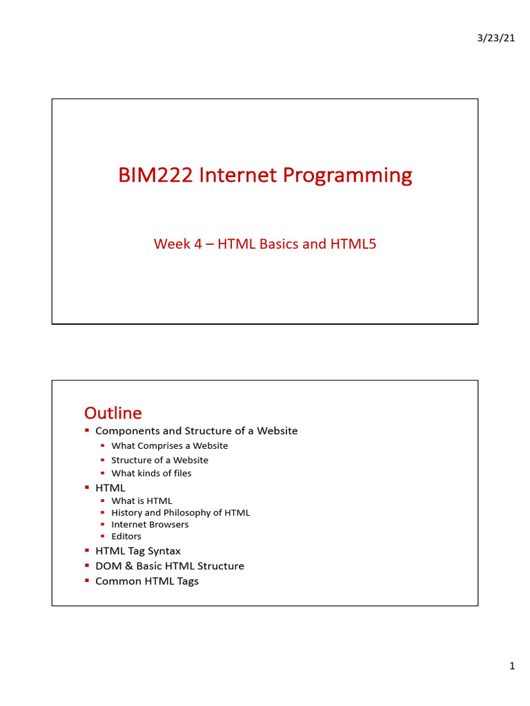 HTML Basics and HTML5 Overview | PDF | Html | Html Element