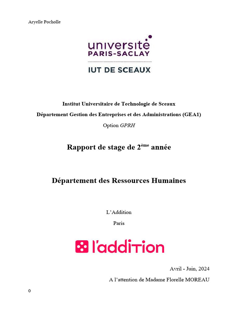 Rapport de Stage 1 | PDF | Recrutement | Gestion des ressources humaines