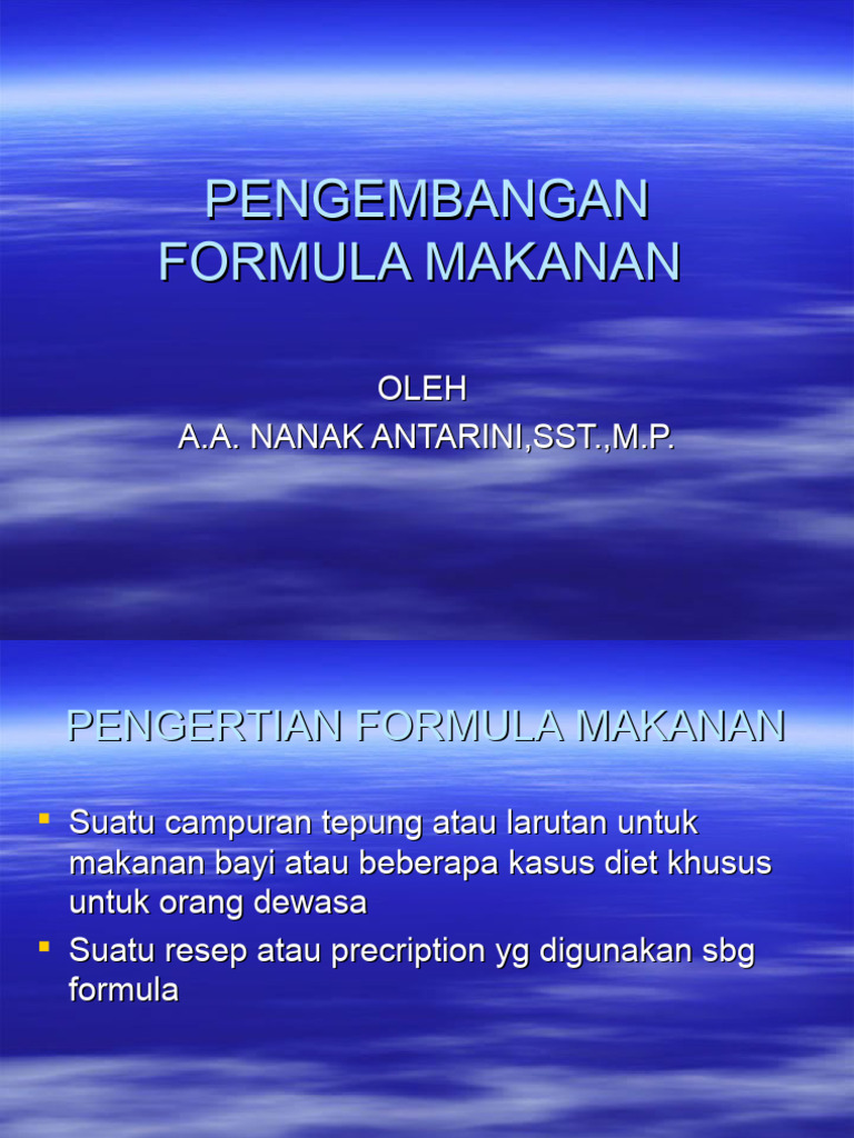 Pengembangan Formula Makanan | PDF