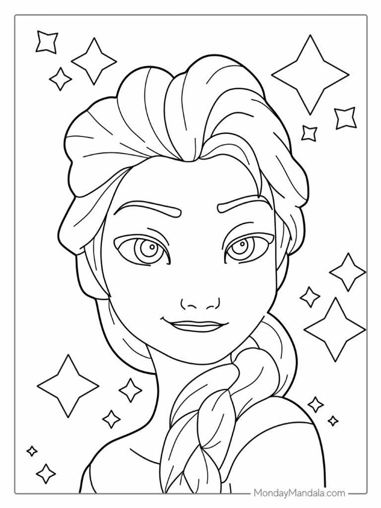 Elsa Hair Coloring Page for Kids | PDF