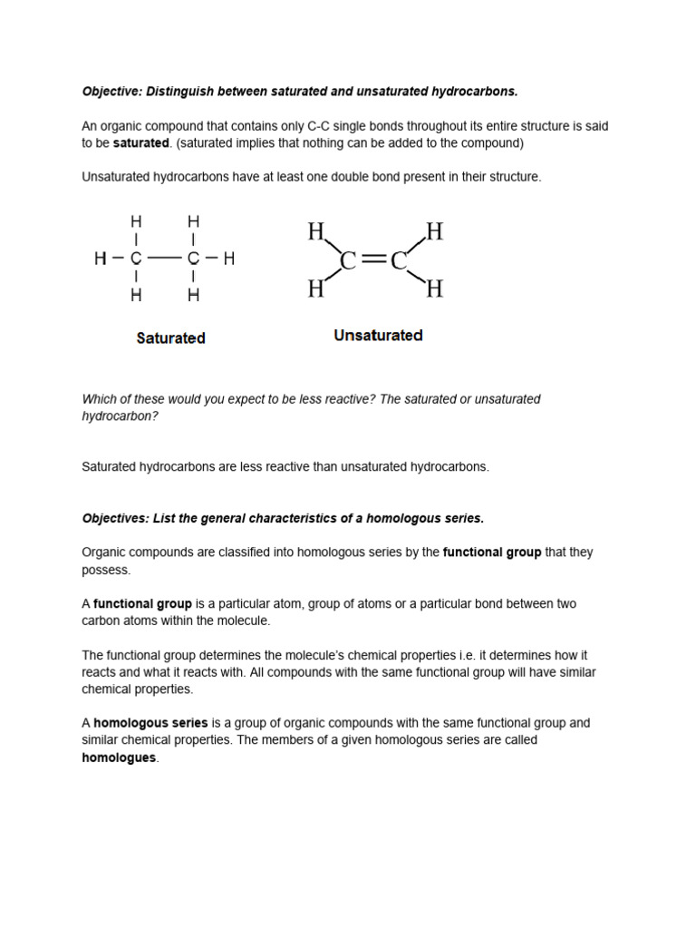 Characteristics of Homologous Series | PDF | Alkene | Functional Group
