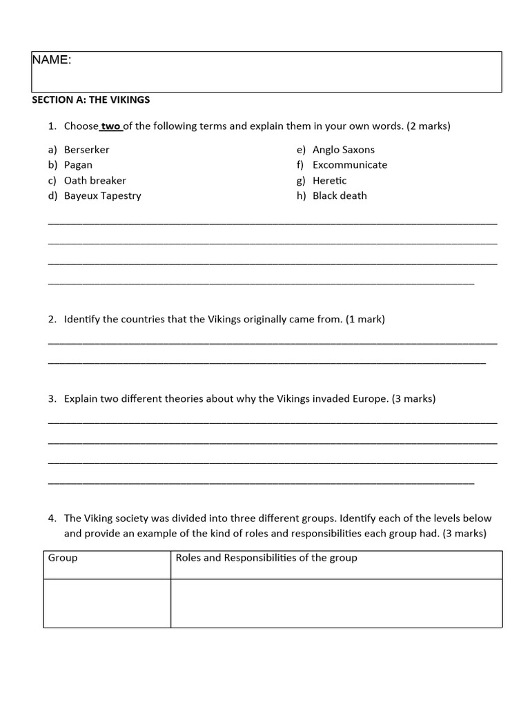 S124 Year 8 Humanities REVISION | PDF | Vikings | Feudalism