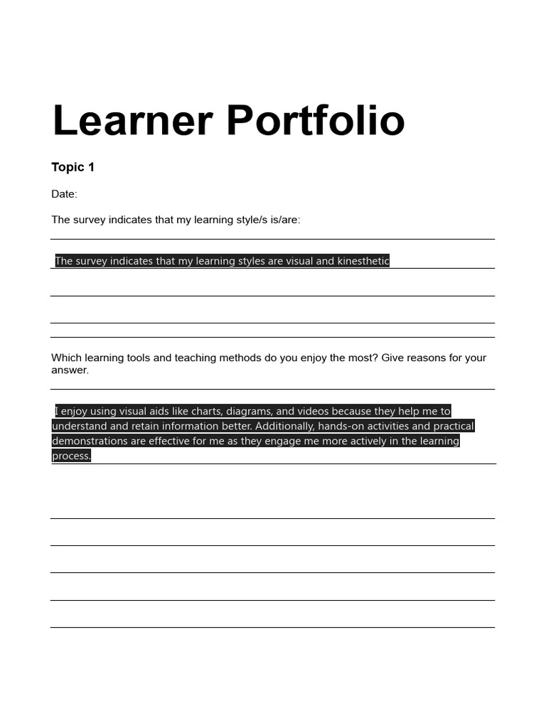 SCS Paper A Learner Portfolio | PDF | Learning | Learning Styles