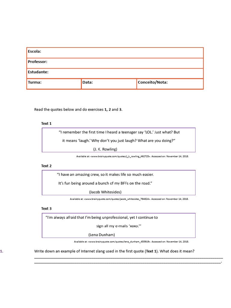 Internet Slang and Human Rights Exercises | PDF | Verb | Linguistics