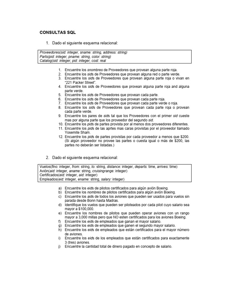 Consultas SQL sobre Proveedores y Vuelos | PDF | Informática