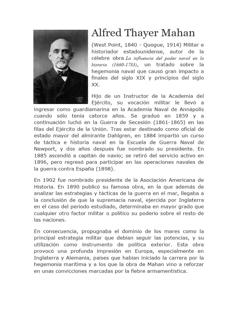 Alfred Thayer Mahan y el poder naval | PDF