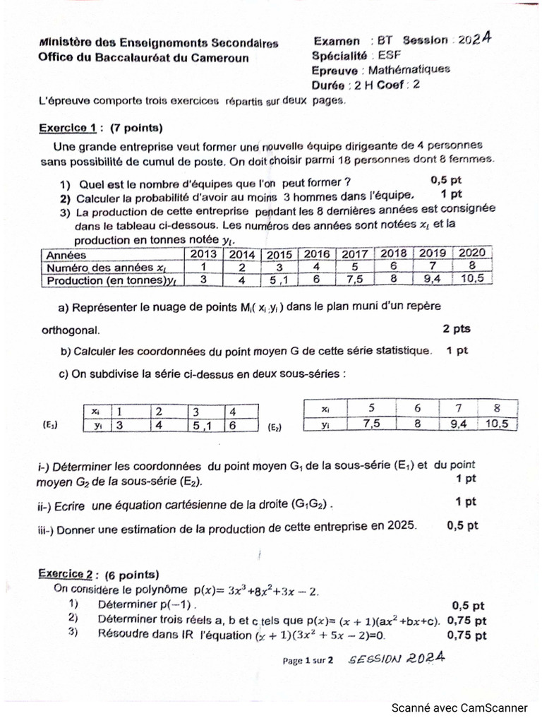MATHS BT ESF 2024 | PDF