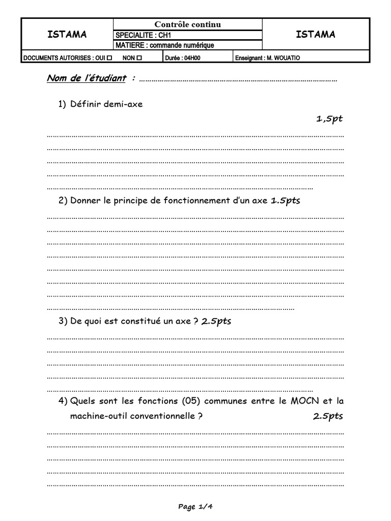 Contrôle Continu II CN | PDF