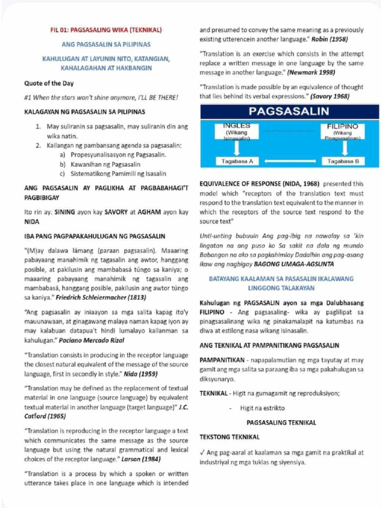 Pagsasaling Wika Lectures | PDF