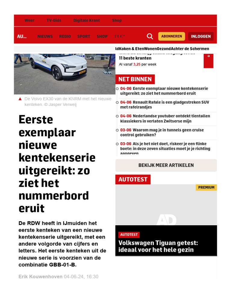 Eerste Exemplaar Nieuwe Kentekenserie Uitgereikt - Zo Ziet Het ...