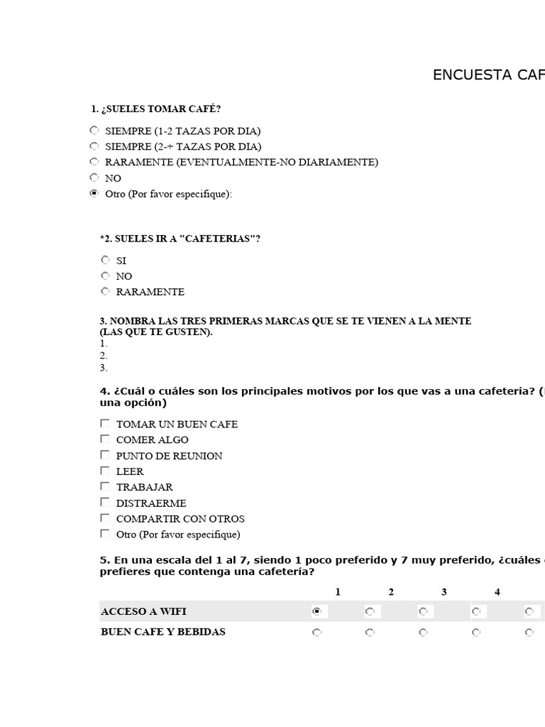 Encuesta Cafeteria Cofee House | PDF | Cafetería | café