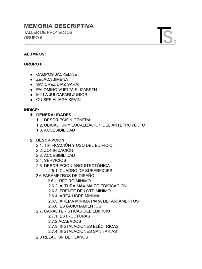 A4 Memoria Descriptiva | PDF | edificio | Residuos