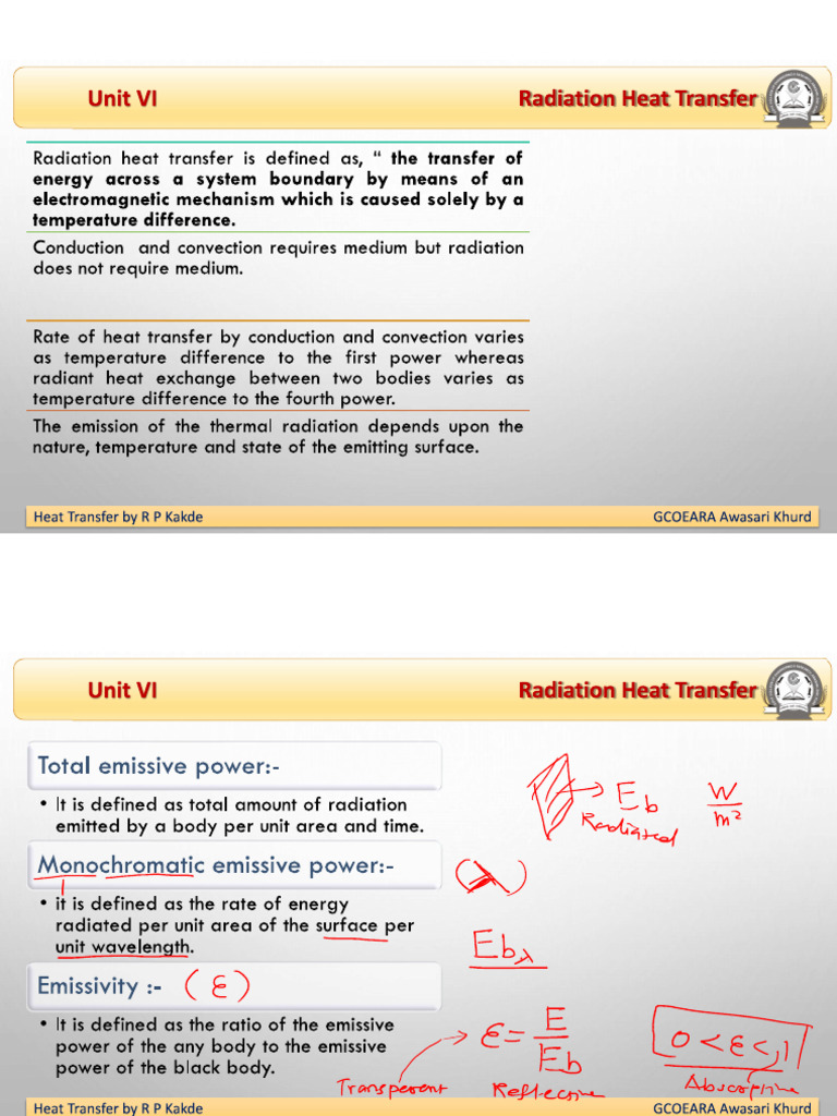 Radtion Heat Transfer Lecture 1 | PDF