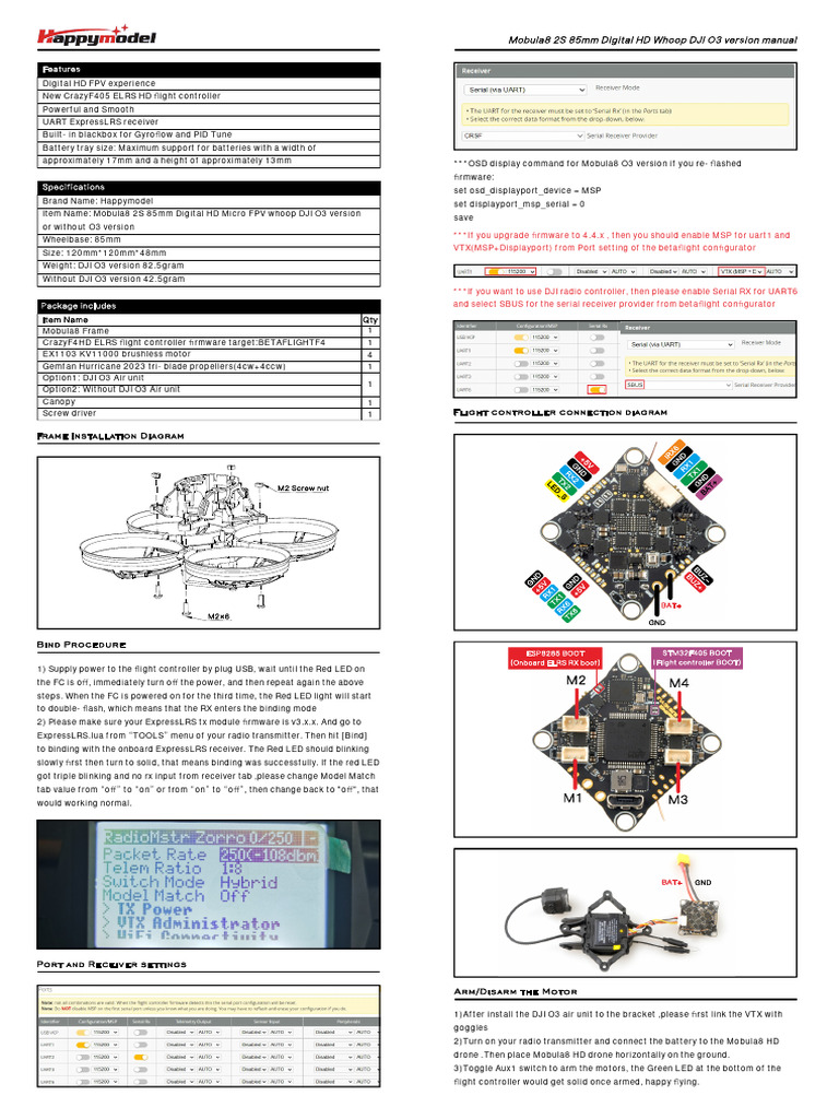 Mobula8 HD Setup Guide for DJI O3 | PDF | Computer Architecture | Computing