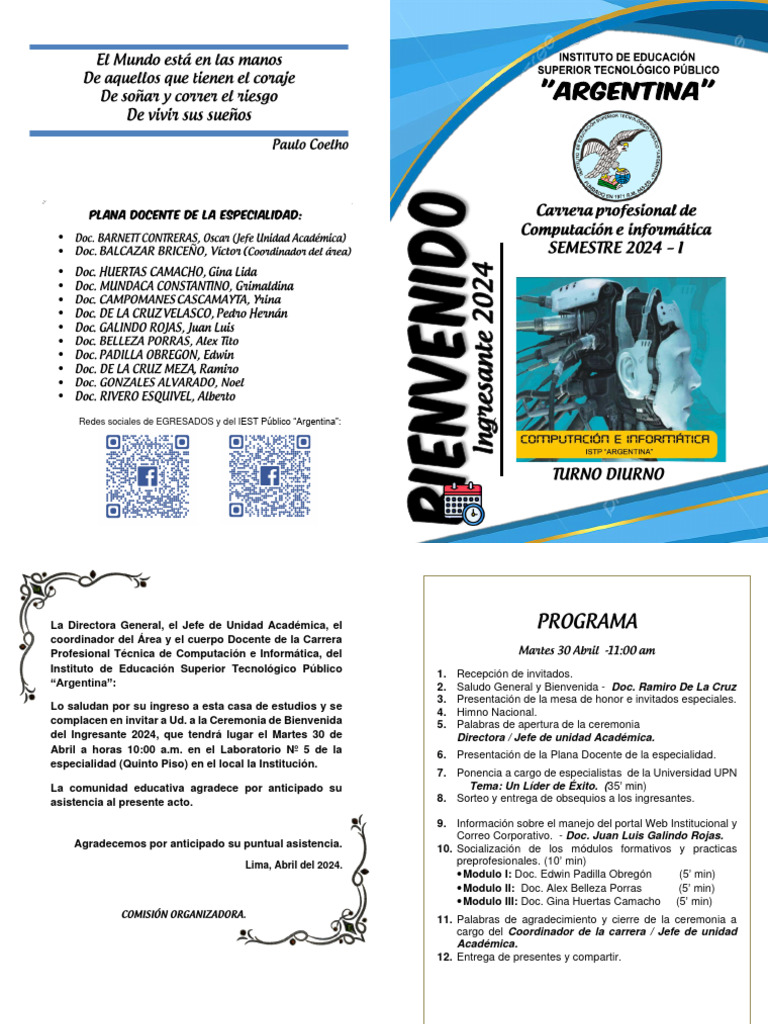 Programa Bienvenida 2024 | PDF