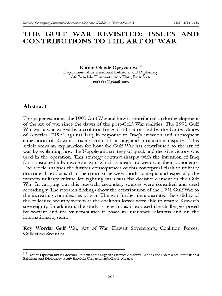 The Gulf War Revisited Issues and Contributions To | PDF | Gulf War ...
