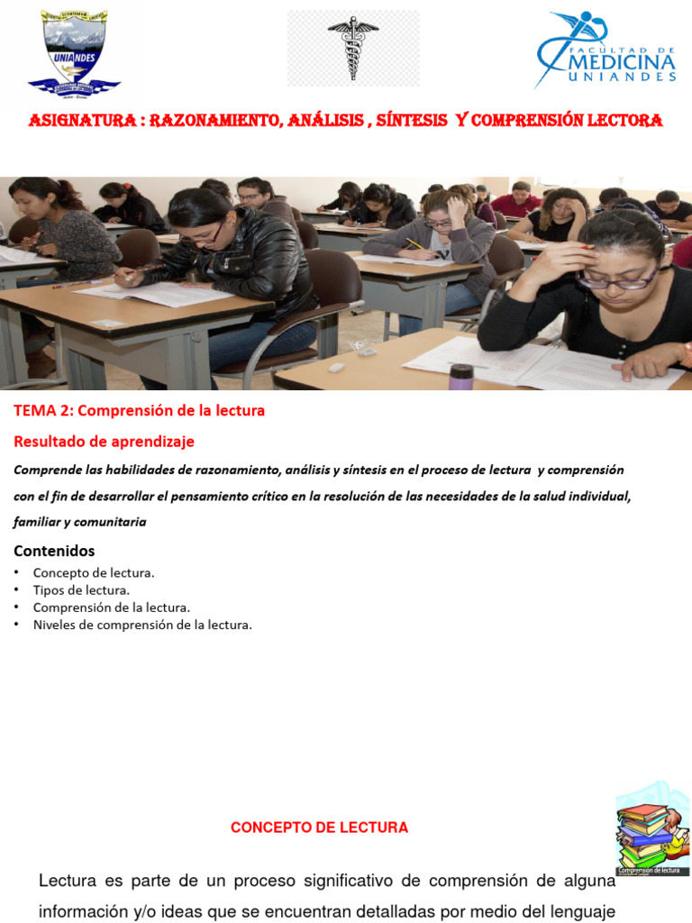 Tema 2 La Lectura | PDF | Comprensión lectora | Comprensión
