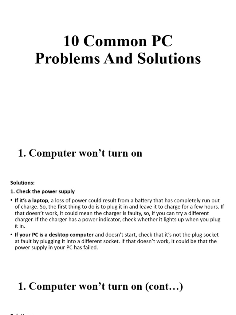 10 Common PC Problems And Solutions | Download Free PDF | Computer Virus | Malware
