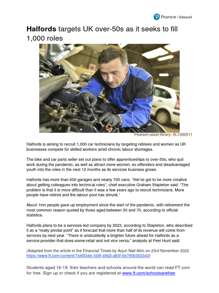 ks4 Case Study 11 Halfords | PDF | Financial Times | Business