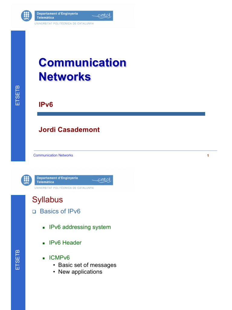 CN3-Slides IPv6 | PDF | I Pv6 | Ip Address