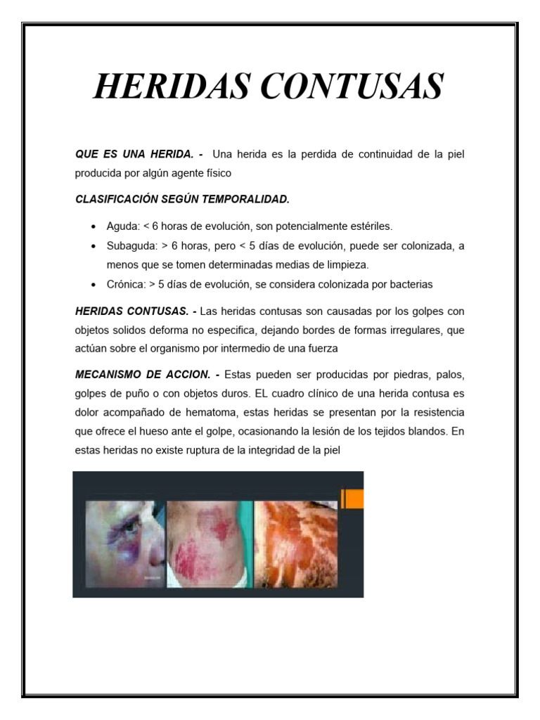 Heridas Contusas | PDF | Especialidades Medicas | Medicina CLINICA
