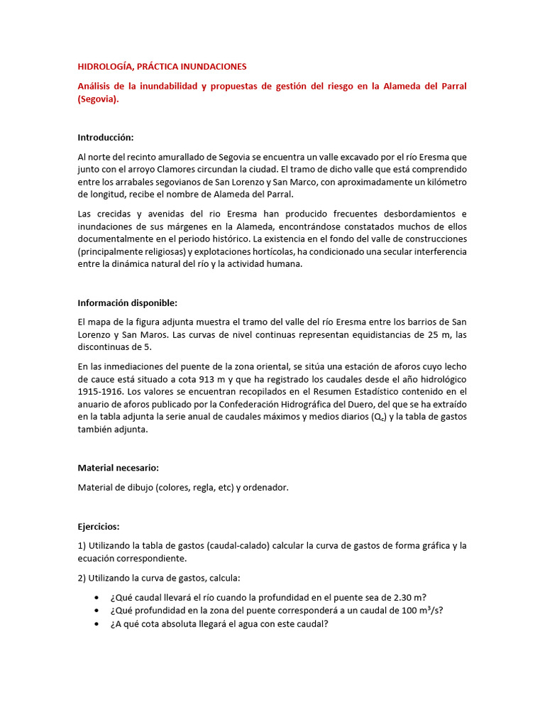 Enunciado y Preguntas Practica-3 | Descargar gratis PDF | Inundar | Valle