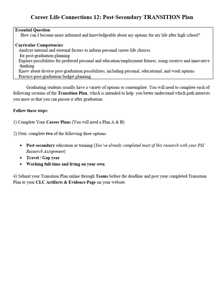 Post-Secondary Transition Planning Guide | PDF | Accountant