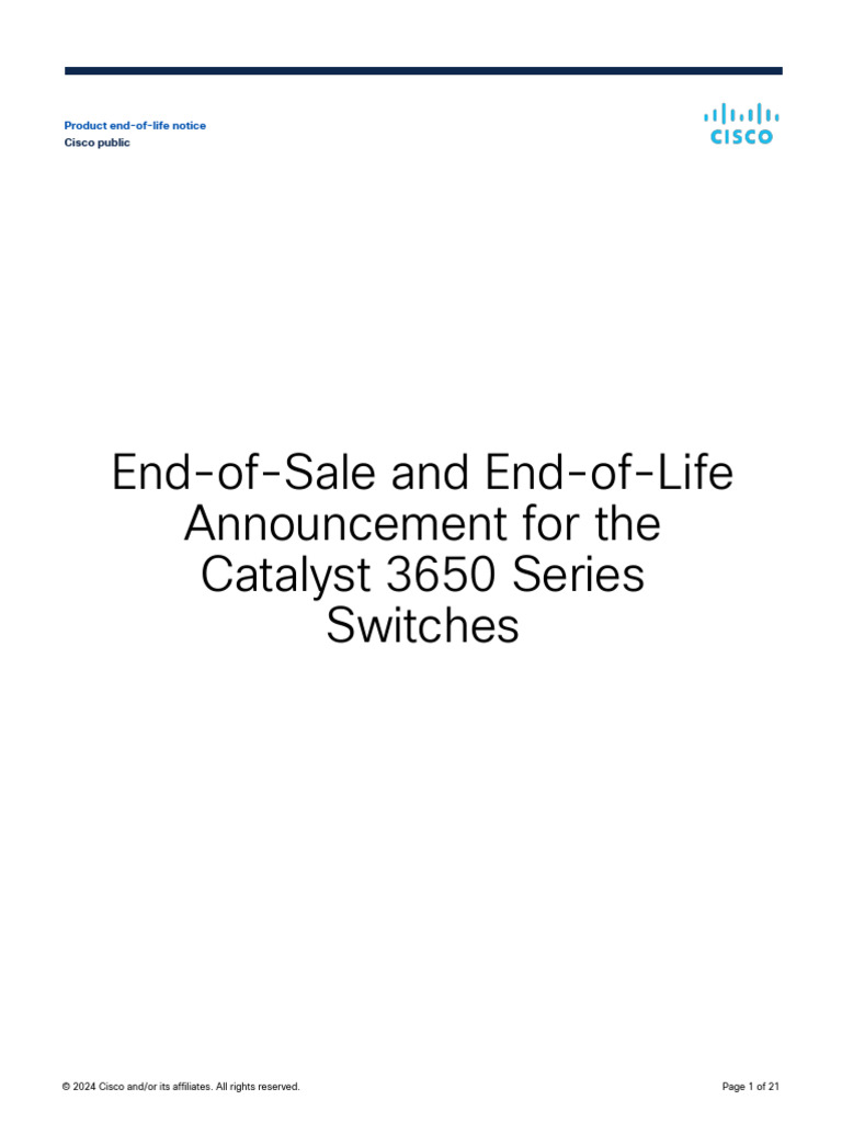 Catalyst 3650 Eol | PDF | Power Supply | Computing