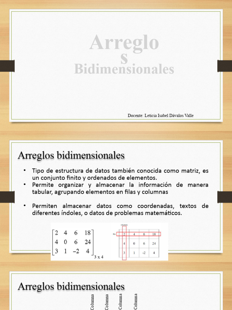 Arreglos Bidimensionales: Guía y Ejemplos | PDF | Matriz (Matemáticas) | Matemáticas