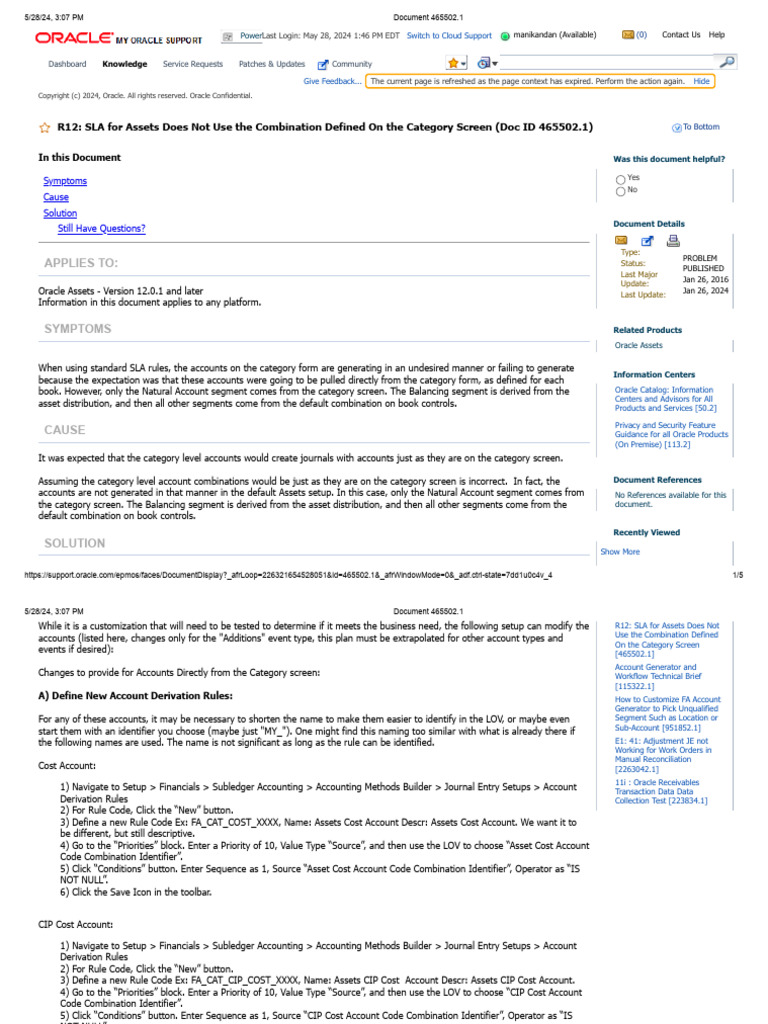 SLA For Assets Does Not Use The Combination Defined On The Category Screen | PDF | Depreciation ...