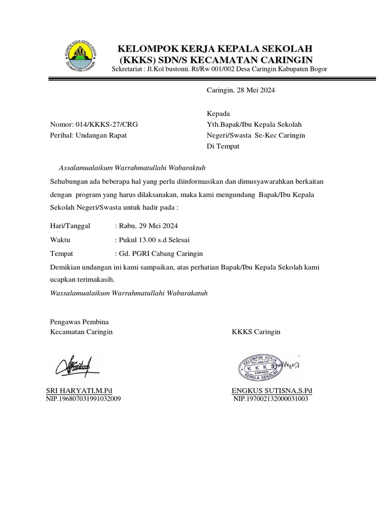 Undangan Rapat K3S Mei 2024 | PDF