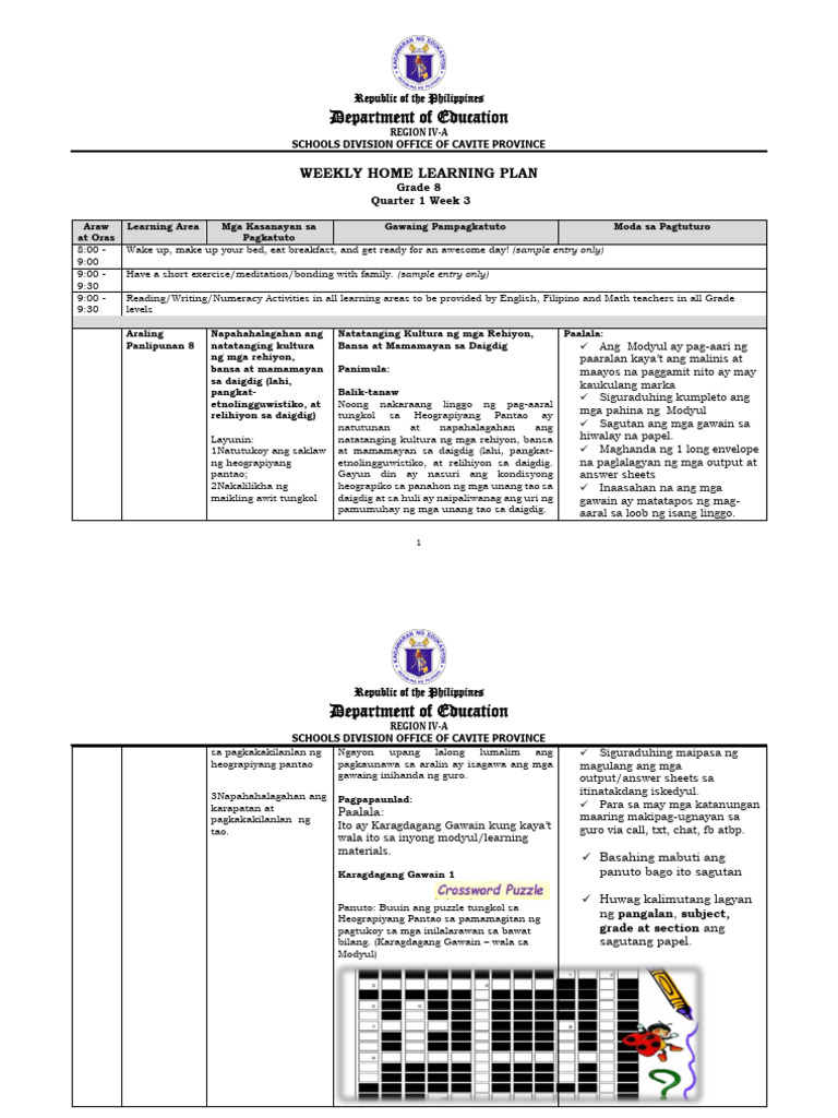 G8 WHLP Q1 Week3 | PDF