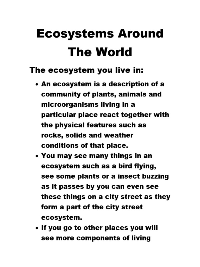 Ecosystems Around The World-notes (Autosaved) | PDF | Ecosystem ...