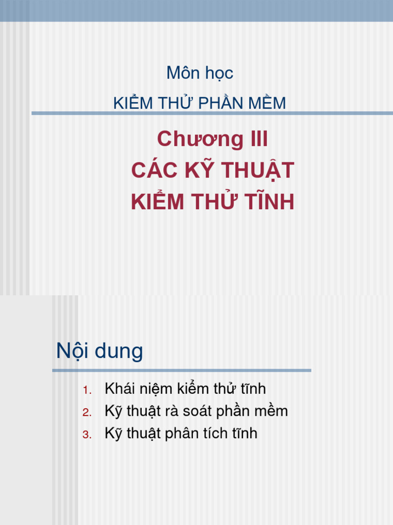 Chuong 3 - Cac Ky Thuat Kiem Thu Tinh | PDF
