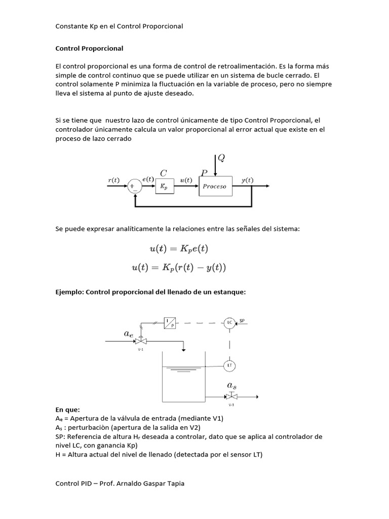 Control Proporcional y Constante Kp | PDF | Mecánica | Matemáticas ...
