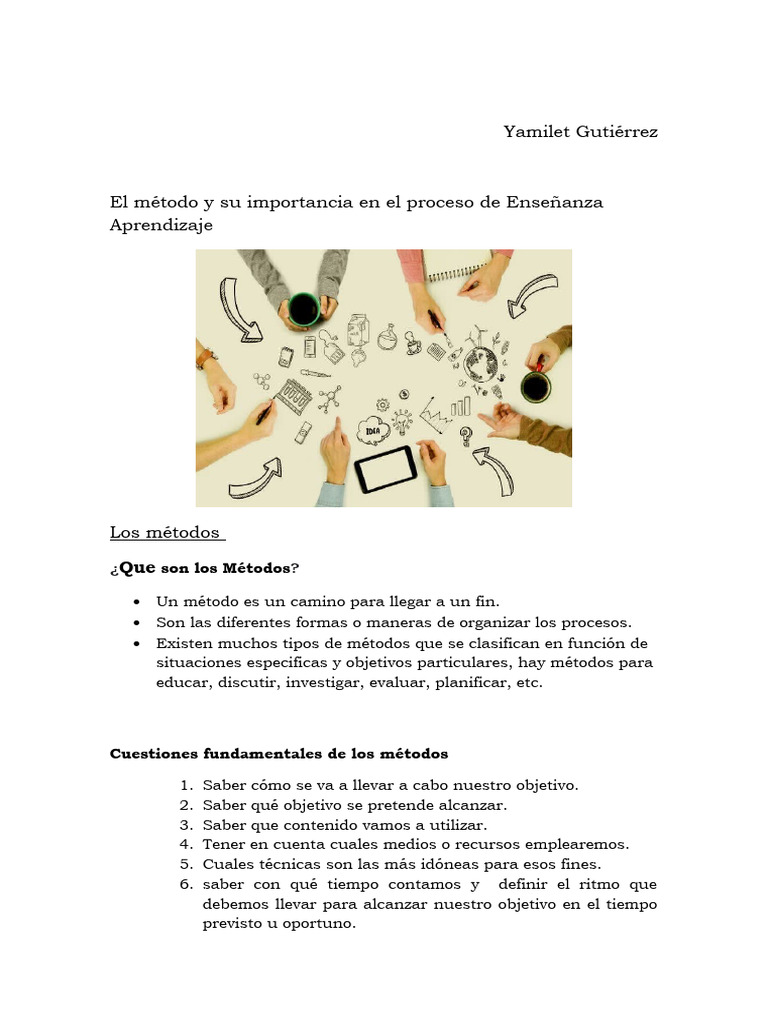 El método y su importancia en el proceso de Enseñanza Aprendizaje | Descargar gratis PDF ...