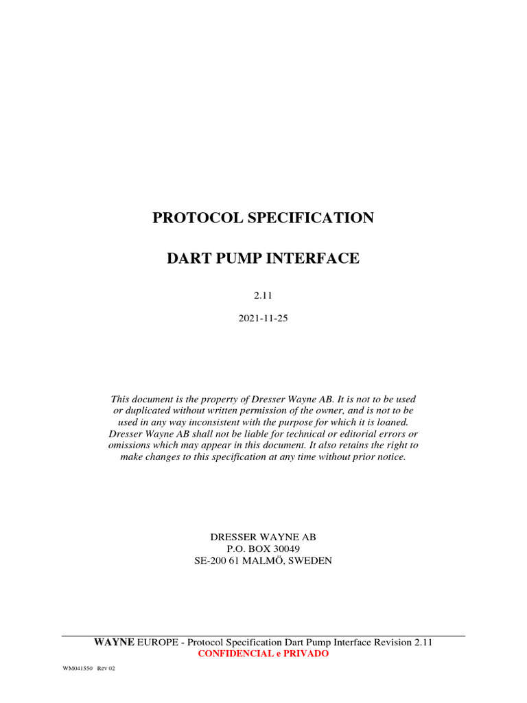 Protocol Specification Dart Pump Interface | PDF | Byte | Interface (Computing)