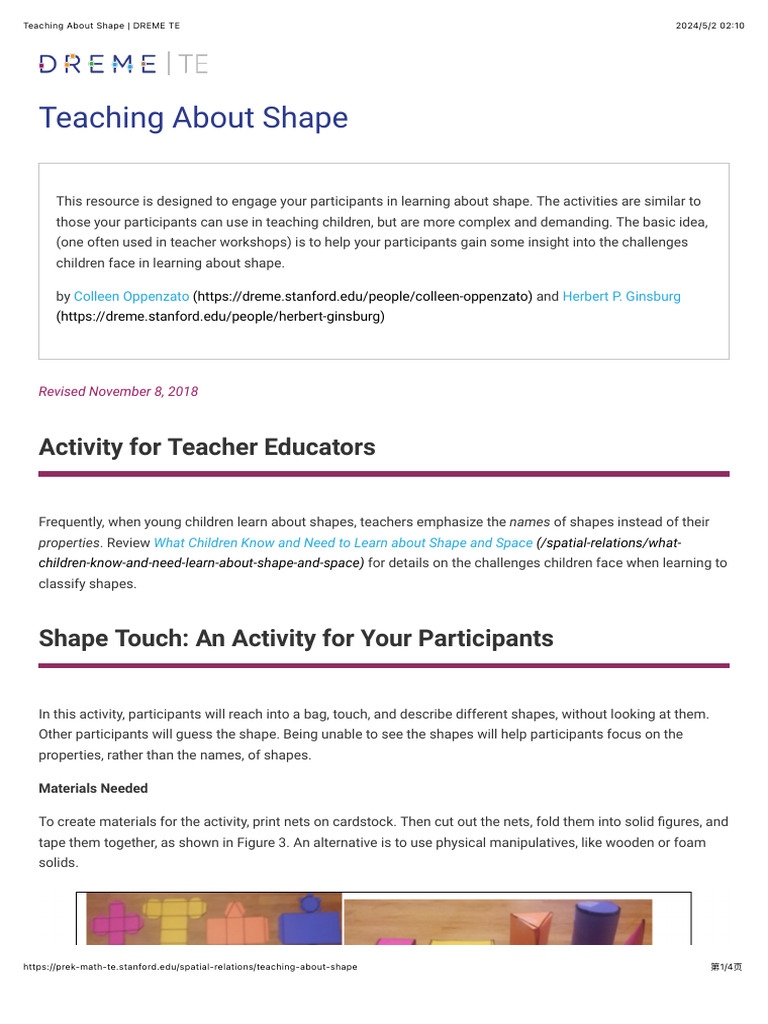 Teaching About Shape - DREME TE | PDF | Shape | Rectangle