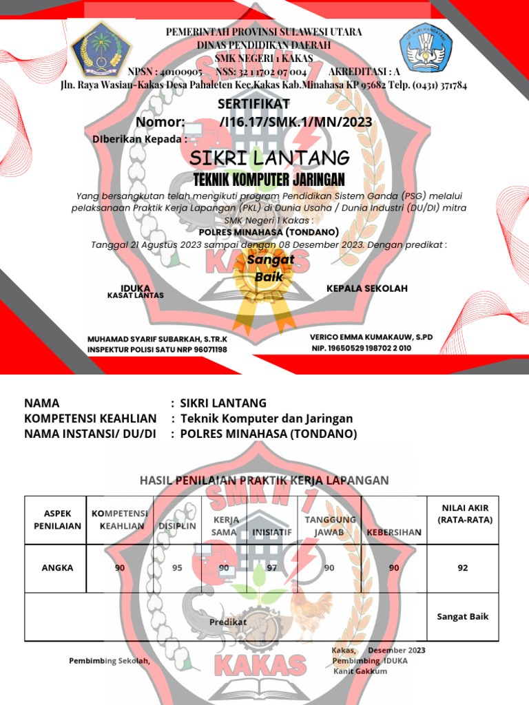 Sertifikat PKL Sikri Lantang | PDF