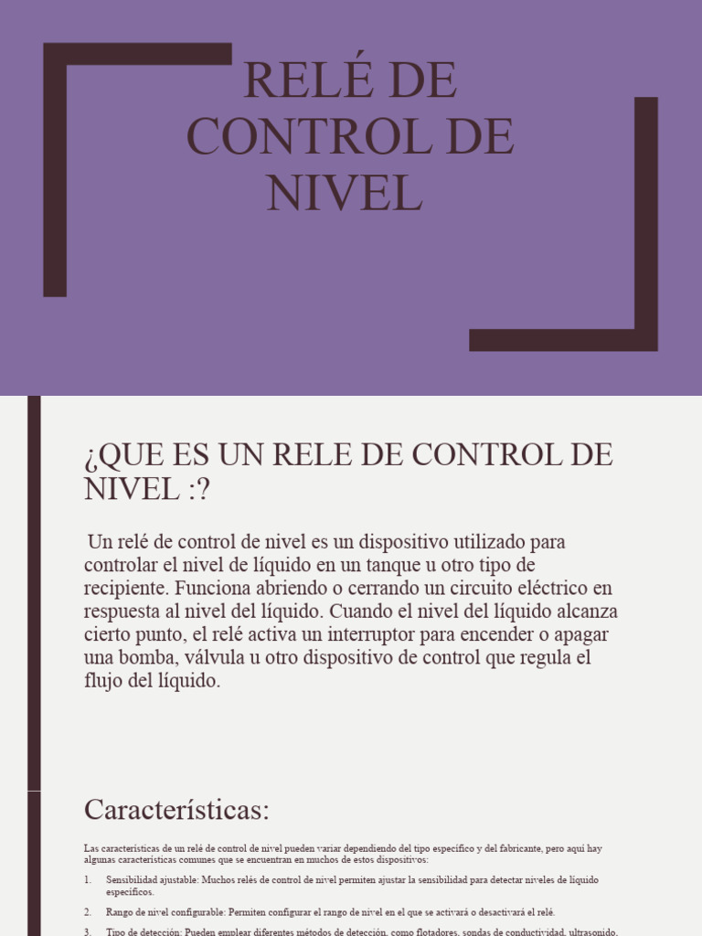 Relé de Control de Nivel Lizandro | Descargar gratis PDF | Relé | Cambiar